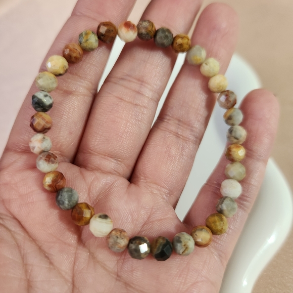 Jewelry | Faceted Crazy Lace Agate Beaded Bracelet | Poshmark
